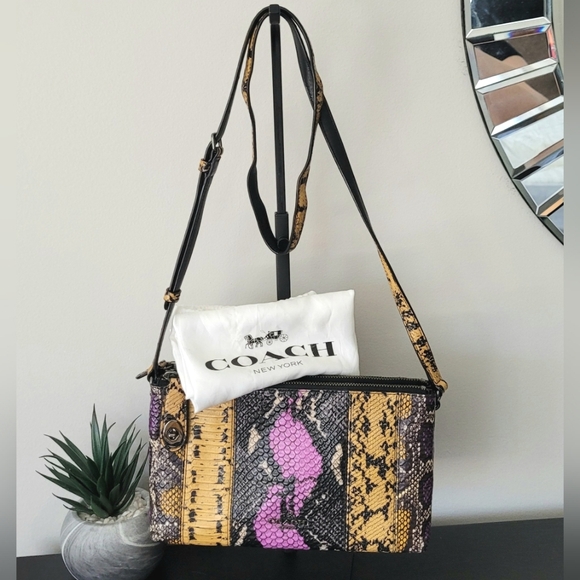 Coach | Bags | Coach Blackpurple Snake Print Crossbody Bag | Poshmark